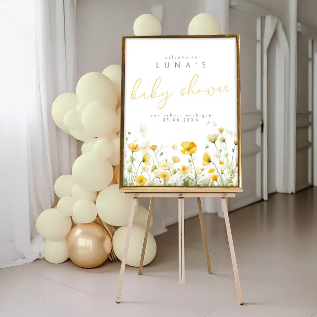 Yellow Baby In Bloom Wildflower Welcome Poster | Zazzle