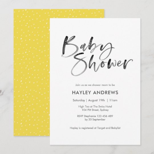 Yellow Baby Shower invitation - hand lettered | Zazzle.com
