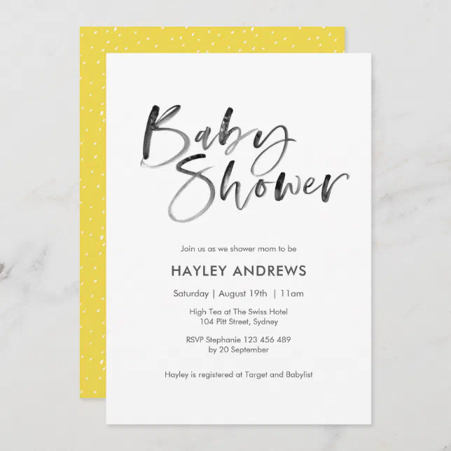 Yellow Baby Shower invitation - hand lettered | Zazzle