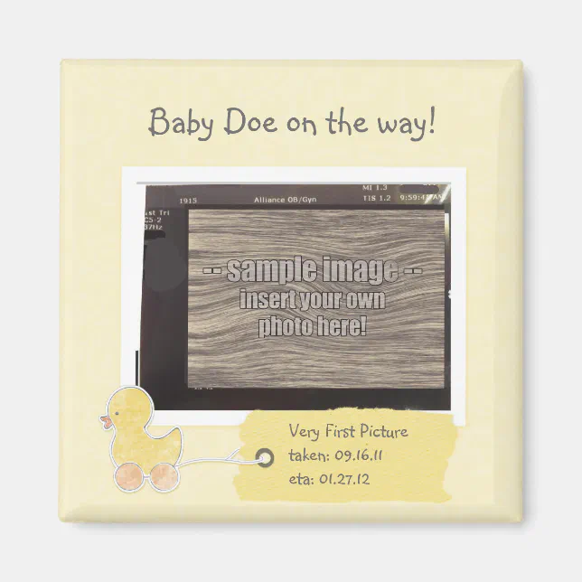 Yellow Baby Ultrasound Photo Custom Duck Magnet | Zazzle