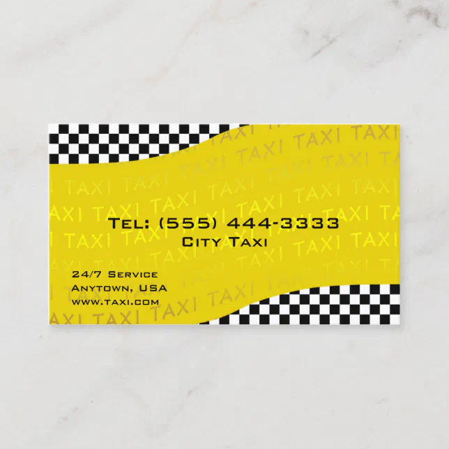 Yellow Background Taxi Service Business Card | Zazzle