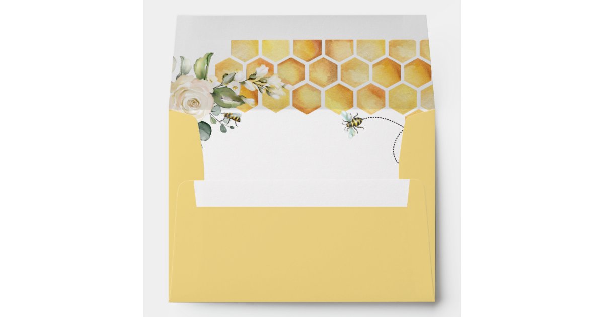 Yellow bee elegant wedding envelope | Zazzle