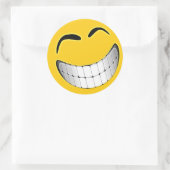 Yellow Big Grin Face Classic Round Sticker | Zazzle