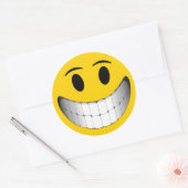 Yellow Big Smile Face Classic Round Sticker | Zazzle