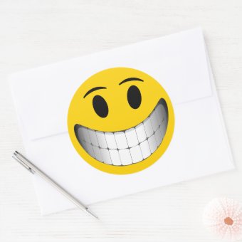 Yellow Big Smile Face Classic Round Sticker | Zazzle