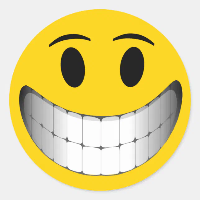 Yellow Big Smile Face Classic Round Sticker | Zazzle