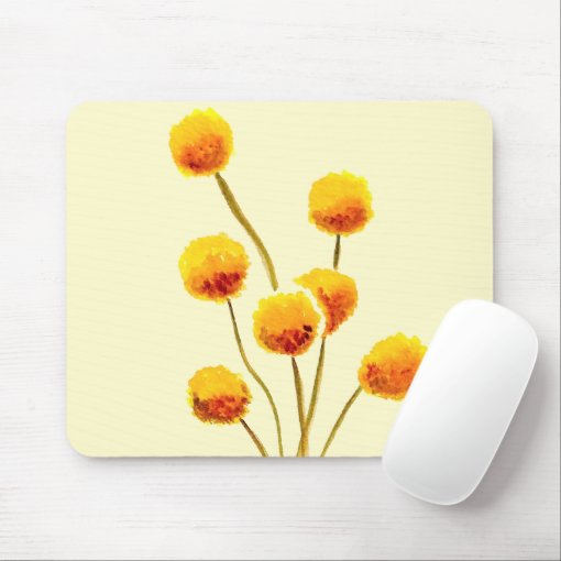 Yellow Billy Button native Australian flower Mouse Pad | Zazzle