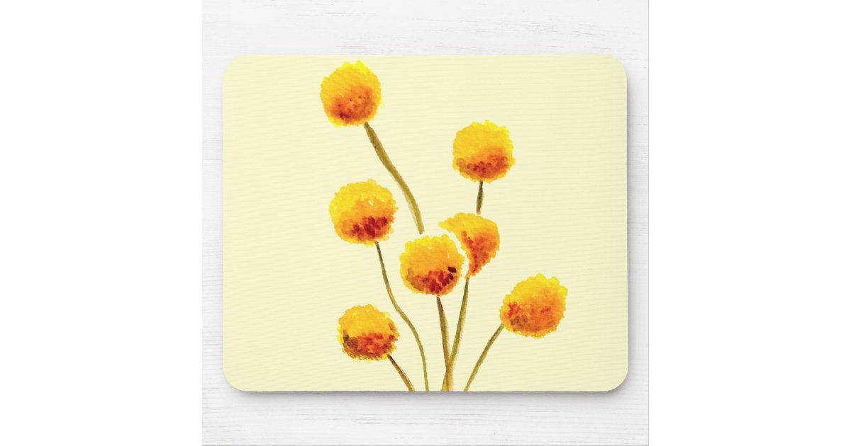 Yellow Billy Button native Australian flower Mouse Pad | Zazzle