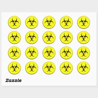 Yellow bio-hazard logo classic round sticker | Zazzle