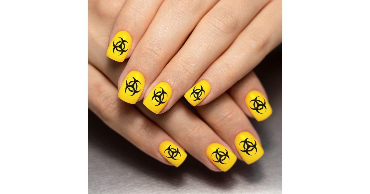 Yellow Biohazard Contaminated Area Caution Sign Minx Nail Art | Zazzle