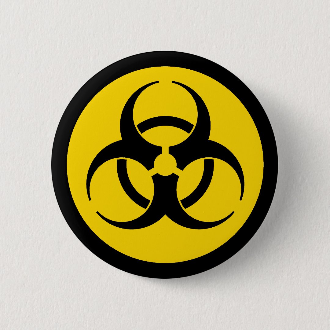 Yellow Biohazard Symbol Pinback Button | Zazzle