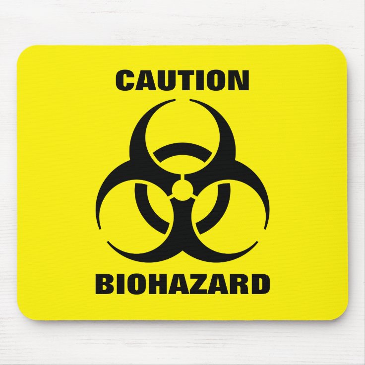 Yellow Biohazard Symbol Warning Sign Mouse Pad | Zazzle