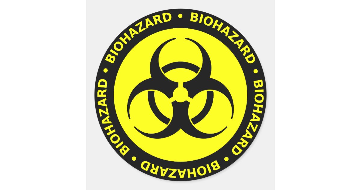 Yellow Biohazard Warning Sticker | Zazzle