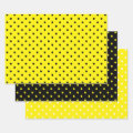 Yellow Black and White Polka Dot Bee Mix Wrapping Paper Sheets | Zazzle