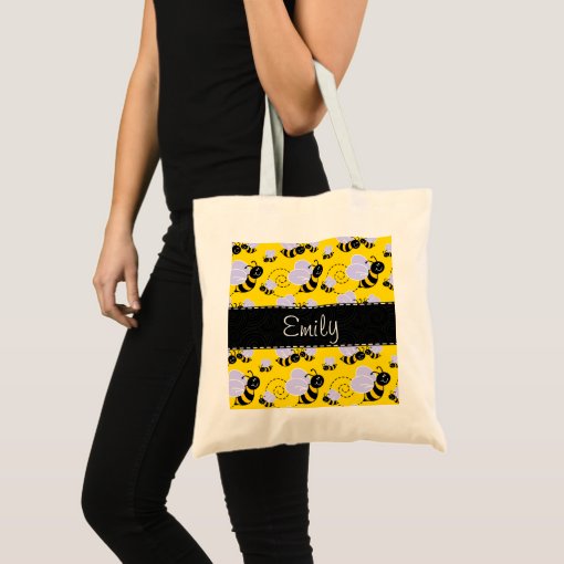 Yellow & Black Bumble Bee Tote Bag | Zazzle