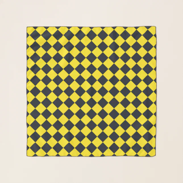 Yellow Black Checker Diamond Pattern Scarf | Zazzle