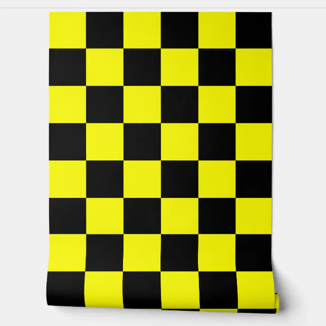 Yellow Black Checker Pattern Background Wallpaper | Zazzle