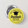 Yellow Black High School Graduate Custom Name Tag Button | Zazzle