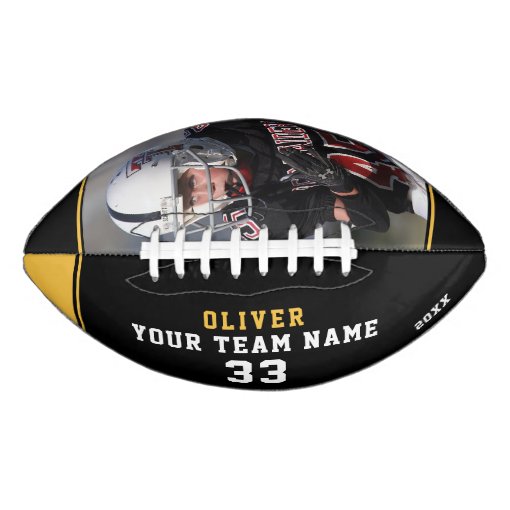 Yellow Black Name Number Team Photo Football | Zazzle