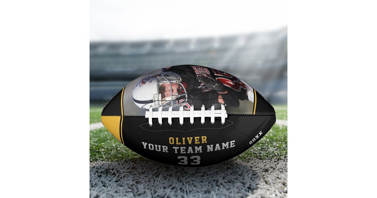 Yellow Black Name Number Team Photo Football | Zazzle