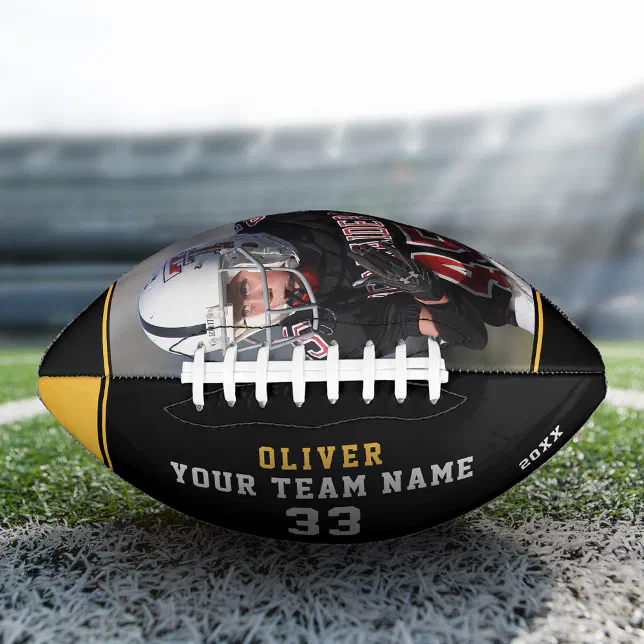 Yellow Black Name Number Team Photo Football | Zazzle