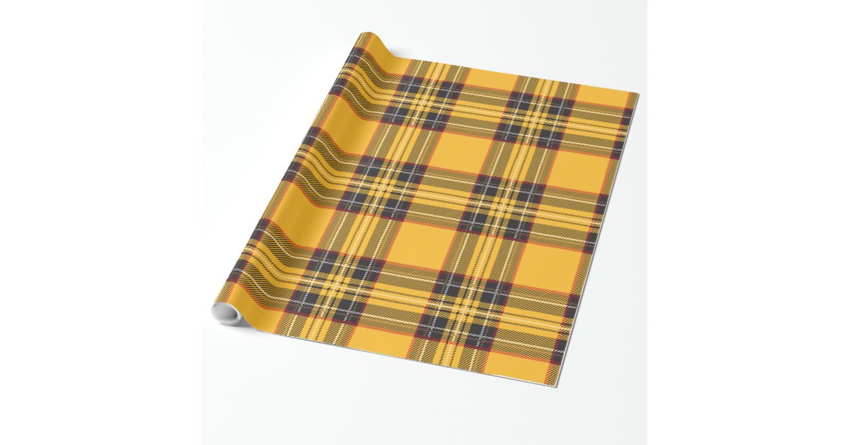 Yellow & Black Plaid Glossy Wrapping Paper | Zazzle