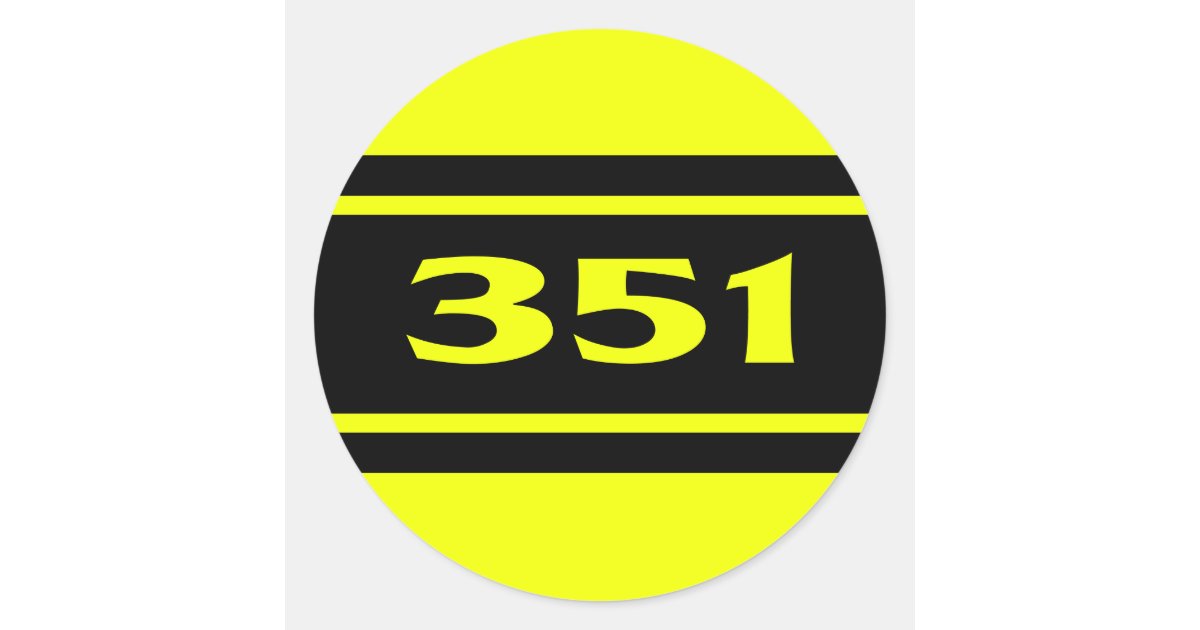 Yellow Black Race Stripes 351 Motor Sticker | Zazzle
