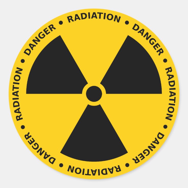 Yellow & Black Radiation Warning Sticker | Zazzle
