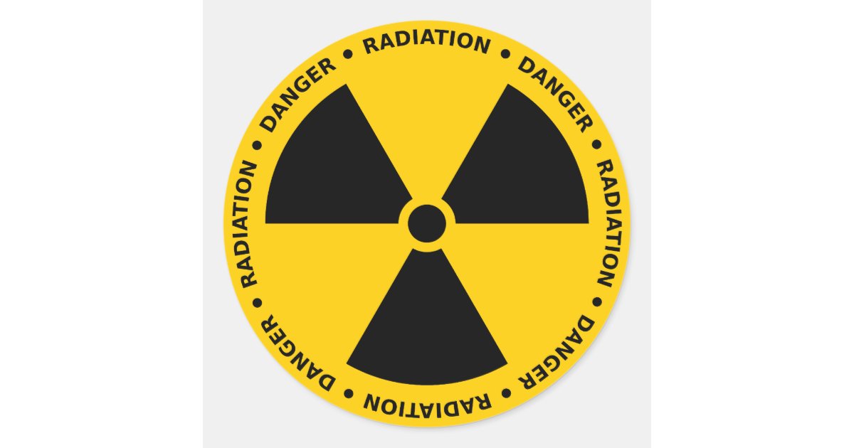 Yellow & Black Radiation Warning Sticker | Zazzle