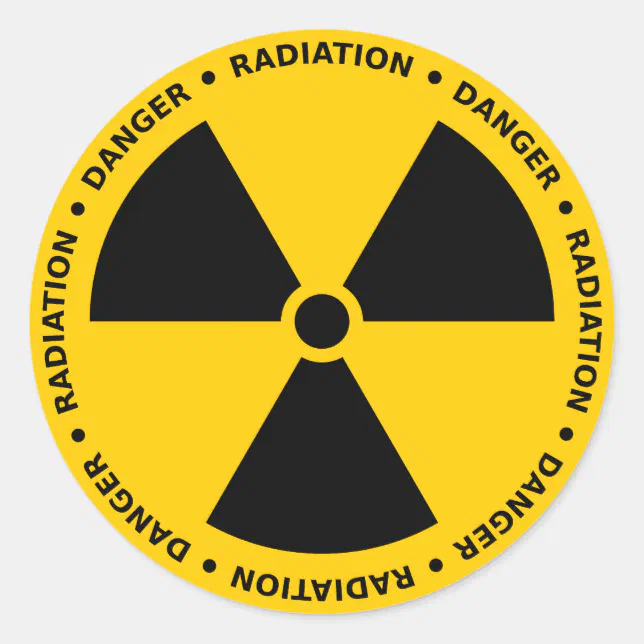 Yellow & Black Radiation Warning Sticker | Zazzle