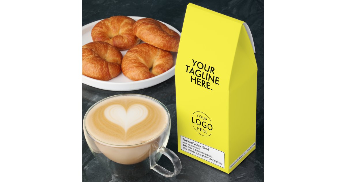 Yellow Black Simple Logo QR Code Roasted Coffee | Zazzle