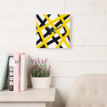Yellow Black Stripe Geometric Square Wall Clock | Zazzle