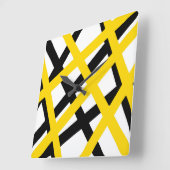 Yellow Black Stripe Geometric Square Wall Clock | Zazzle