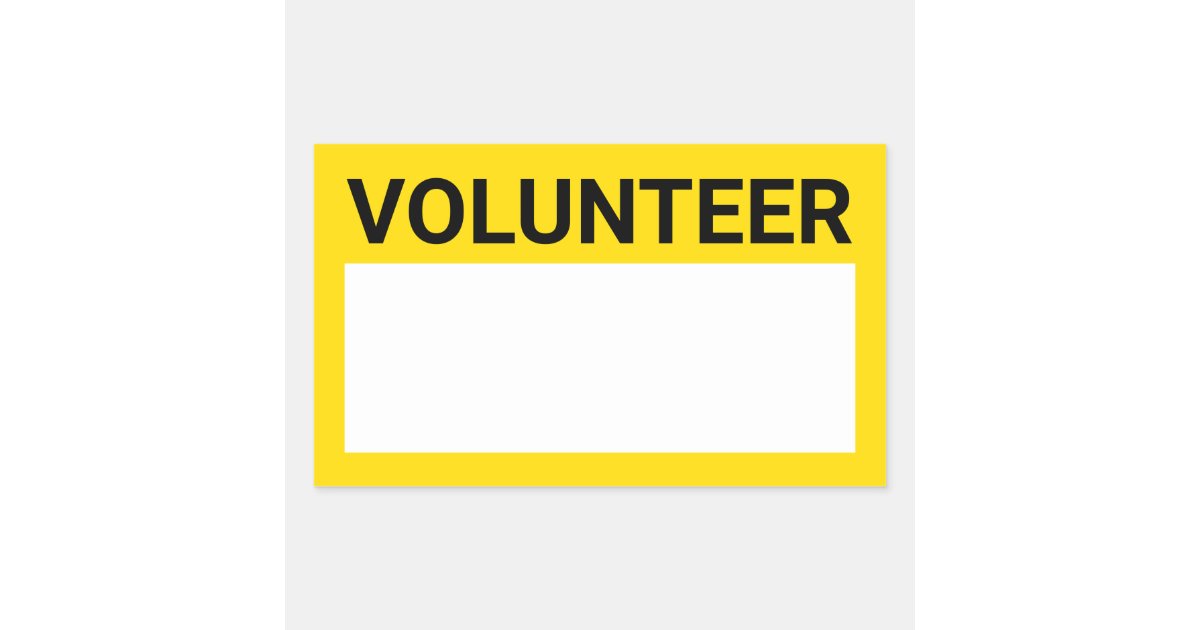 Yellow Blank Volunteer Rectangular Sticker | Zazzle