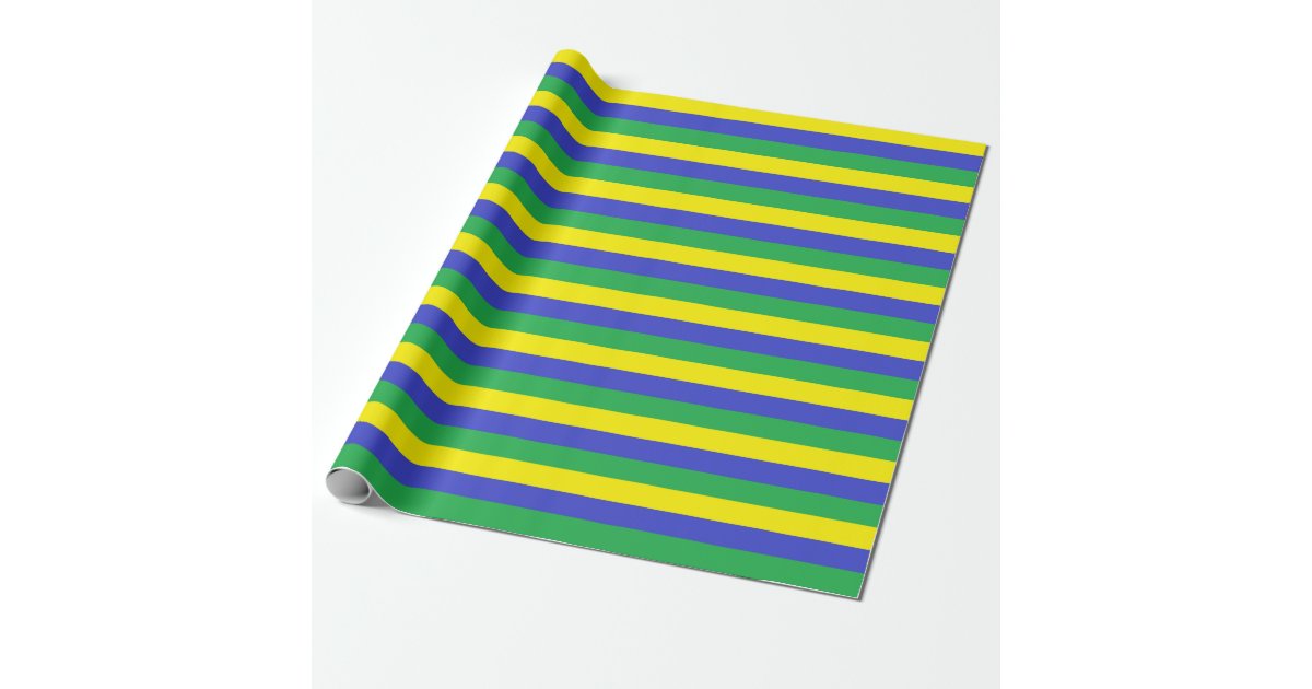 Yellow, Blue and Green Stripes Wrapping Paper | Zazzle