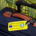Yellow Blue Black Text CPAP Luggage Tag | Zazzle