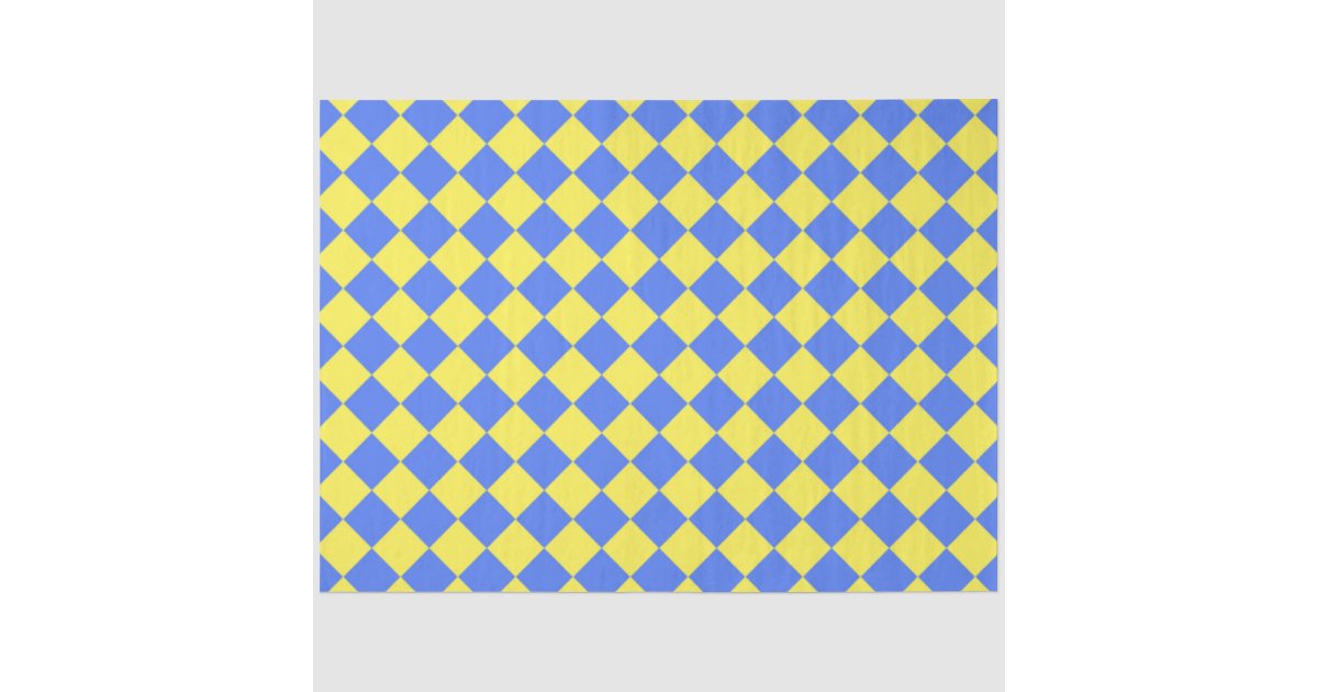 Yellow Blue Checker Diamond Pattern Tissue Paper | Zazzle