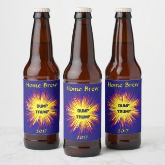 Yellow Blue Red Dump Trump Beer Label | Zazzle