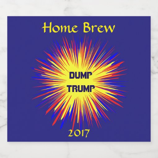 Yellow Blue Red Dump Trump Beer Label | Zazzle