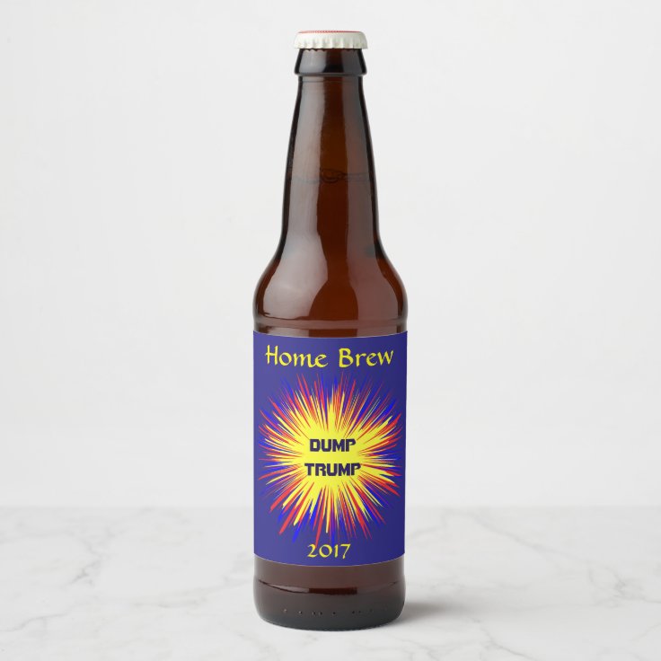 Yellow Blue Red Dump Trump Beer Label | Zazzle