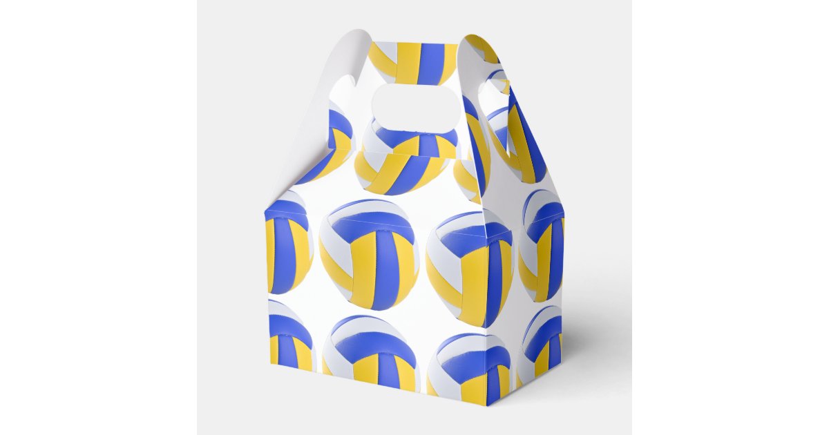 Yellow Blue Volleyball Birthday Party Favor Boxes | Zazzle