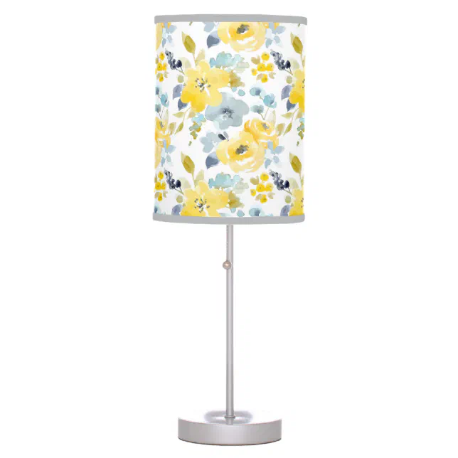 Yellow & Blue Watercolor Pattern Table Lamp | Zazzle