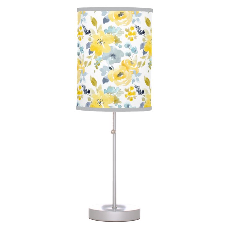 Yellow & Blue Watercolor Pattern Table Lamp | Zazzle