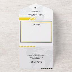 Yellow Boarding Pass All in One Wedding Invite | Zazzle