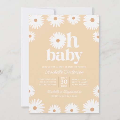Yellow Boho Daisy Floral Girl Baby Shower Invitation | Zazzle