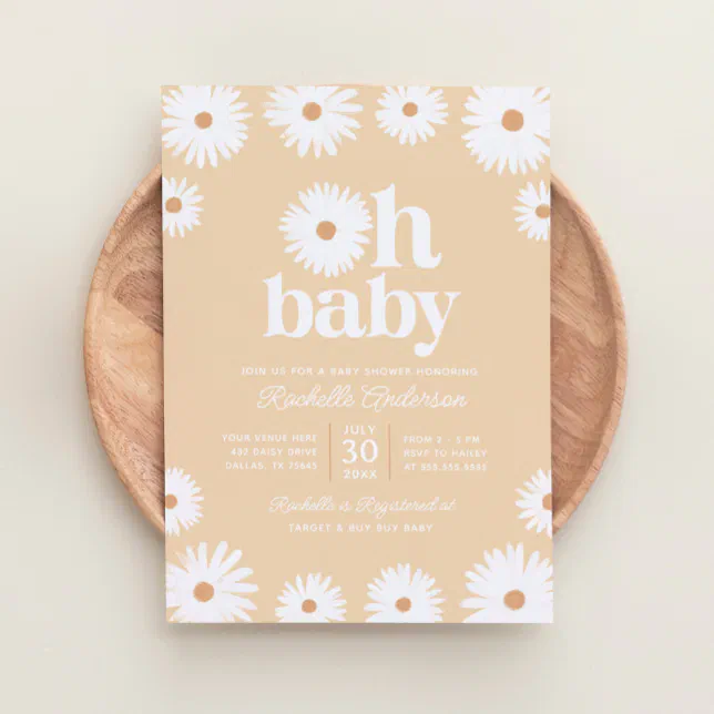 Yellow Boho Daisy Floral Girl Baby Shower Invitation | Zazzle