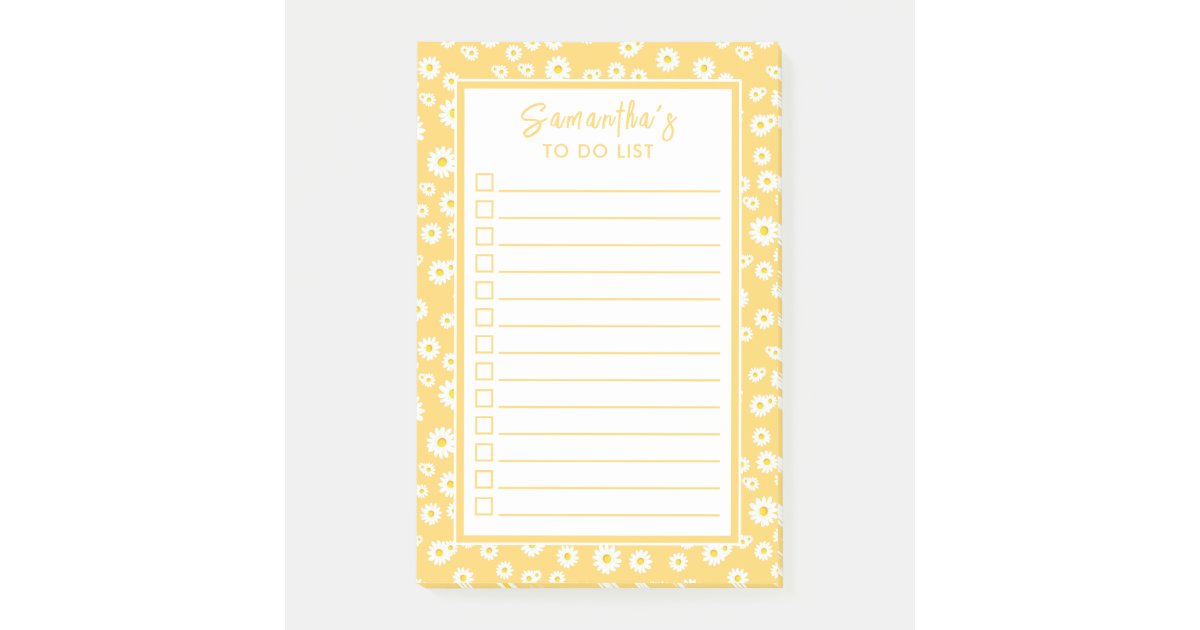 Yellow Boho Spring Daisies To Do List Post-it Notes | Zazzle