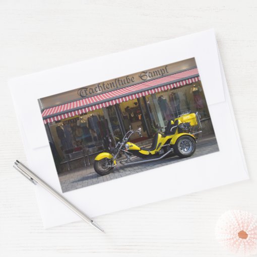 Yellow Boom Trike Rectangular Sticker | Zazzle