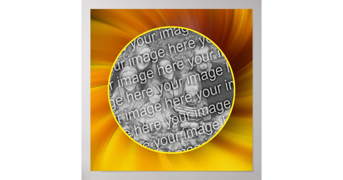Yellow Brown Whirlpool Frame Add Your Own Photo Poster | Zazzle