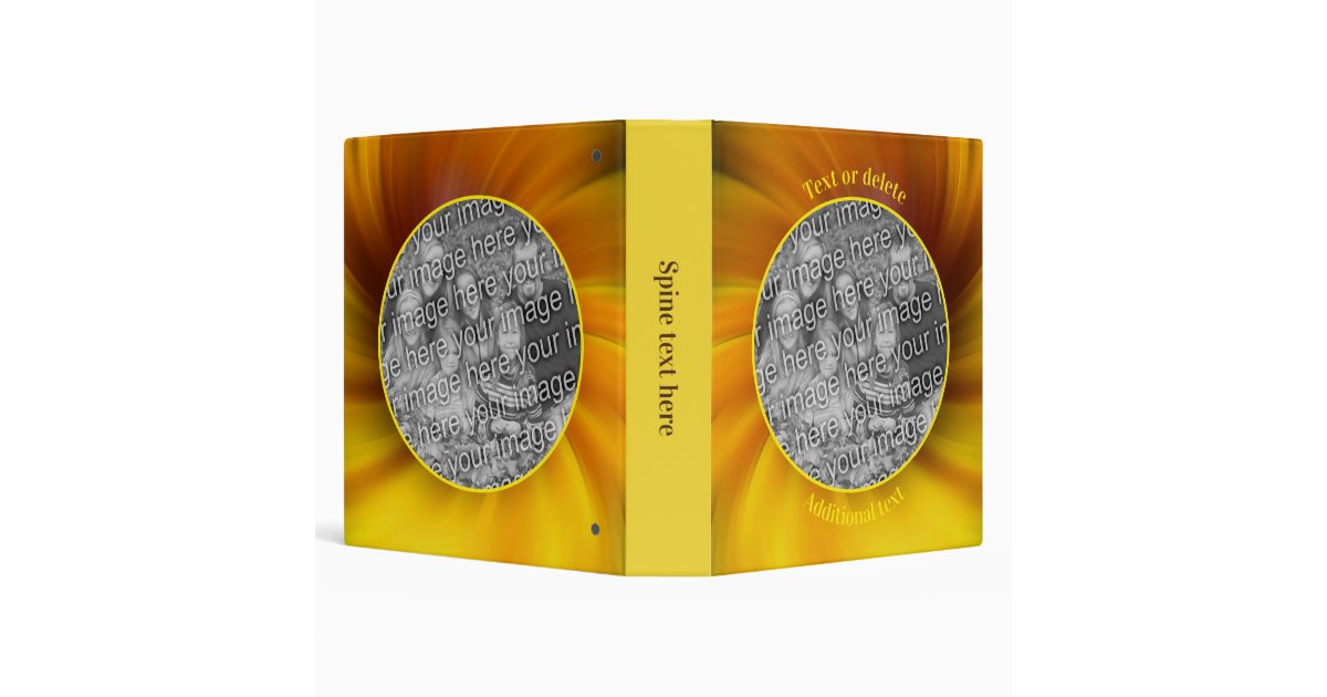 Yellow Brown Whirlpool Frame Create Your Own Photo 3 Ring Binder | Zazzle